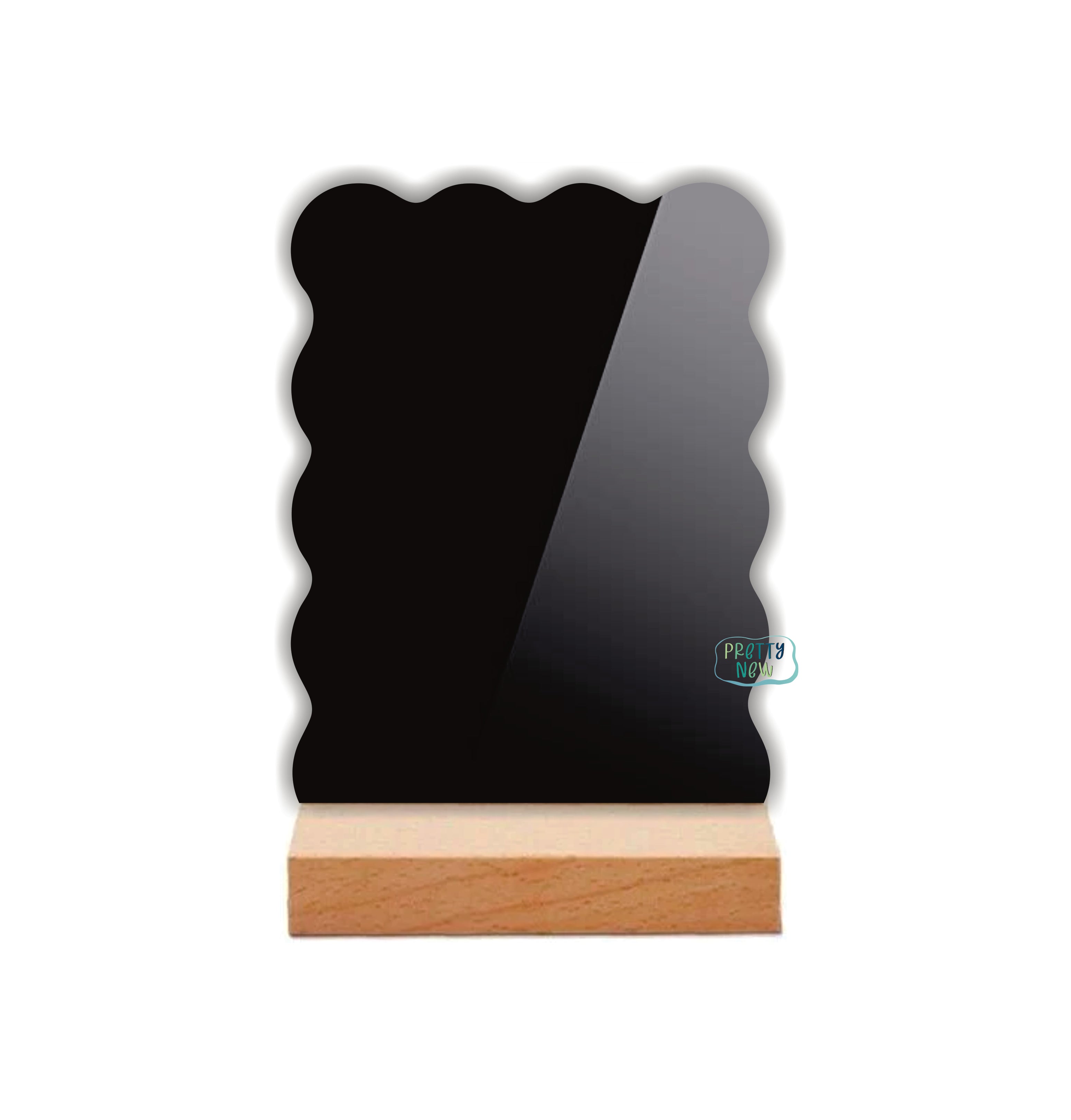 Black Acrylic wavy sheet and Wood base Combo – prettynew.sa